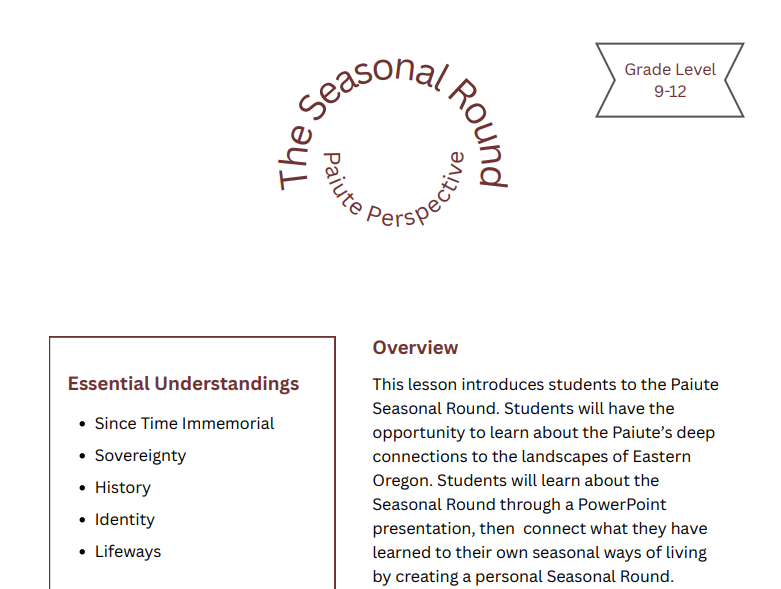 9 - 12 Seasonal Round | Burns Paiute Tribe | Native Arts | OER Commons