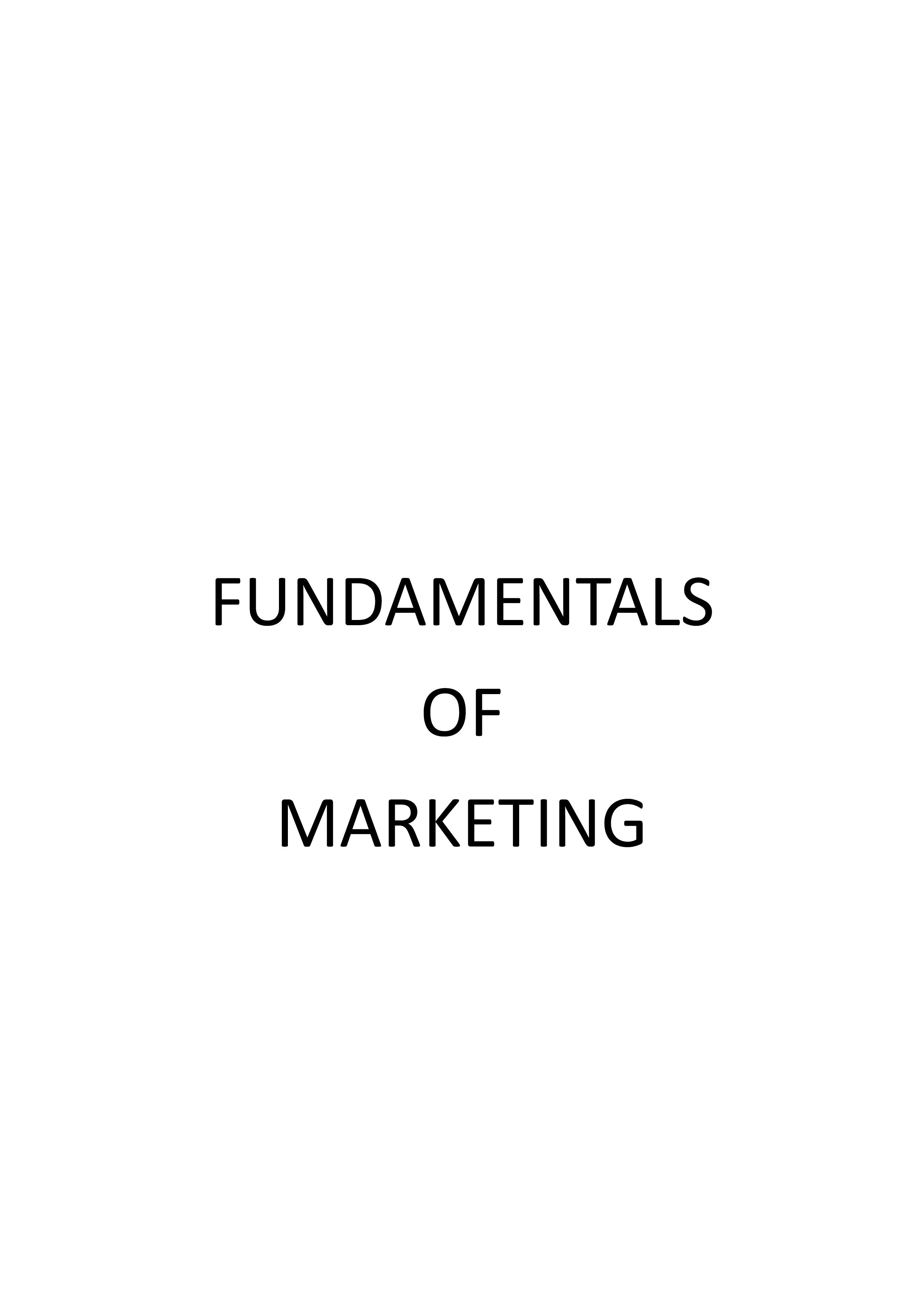FUNDAMENTALS OF MARKETING | OER Commons