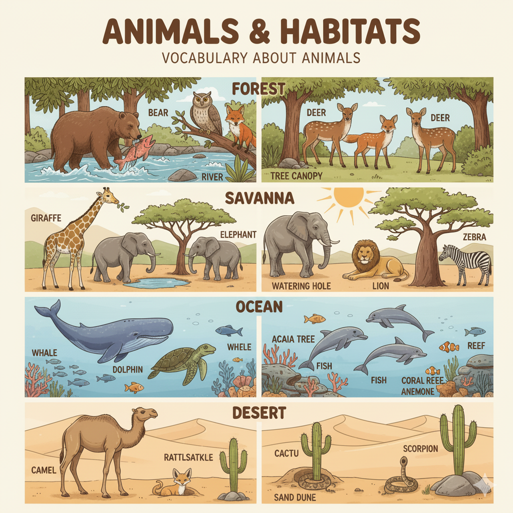 Animals & Habitats : Vocabulary about Animals (A2) | OER Commons