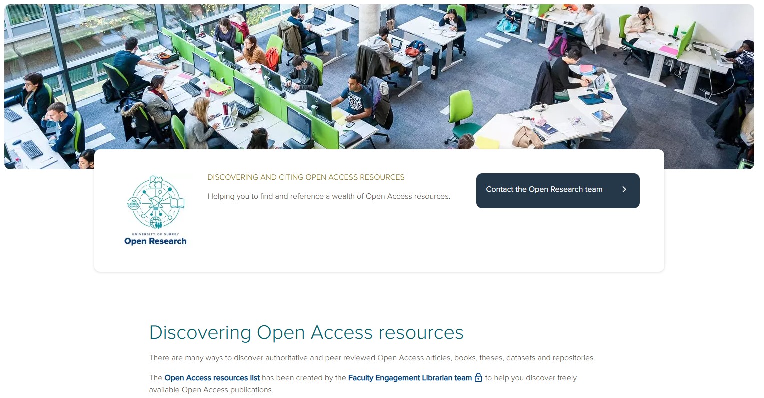 University of Surrey - Discovering Open Access resources | OER Commons