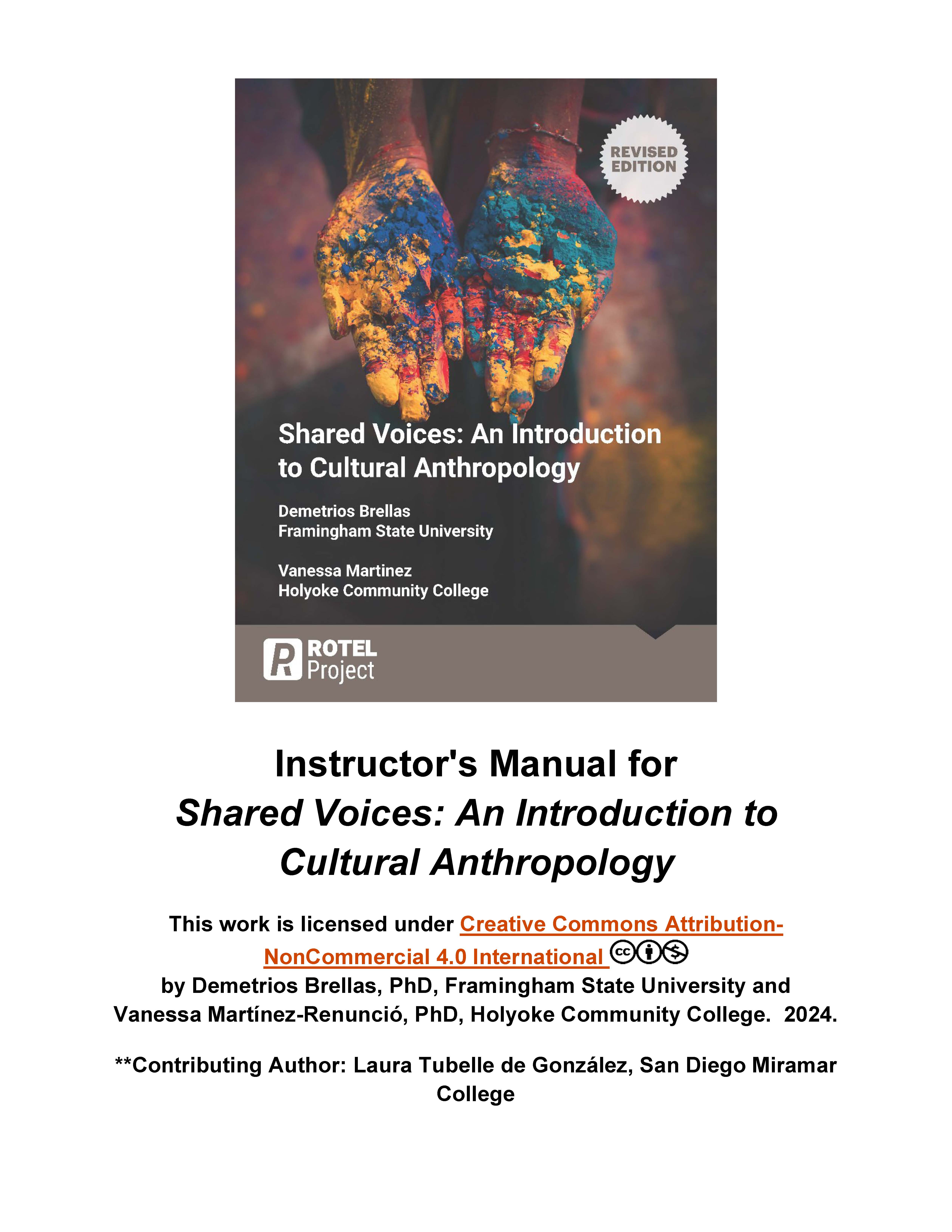 Instructor's Manual for Shared Voices: An Introduction to Cultural ...