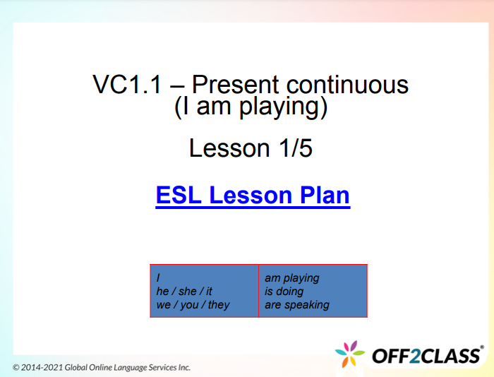 The Present Continuous Tense: A Free ESL Lesson Plan | OER Commons