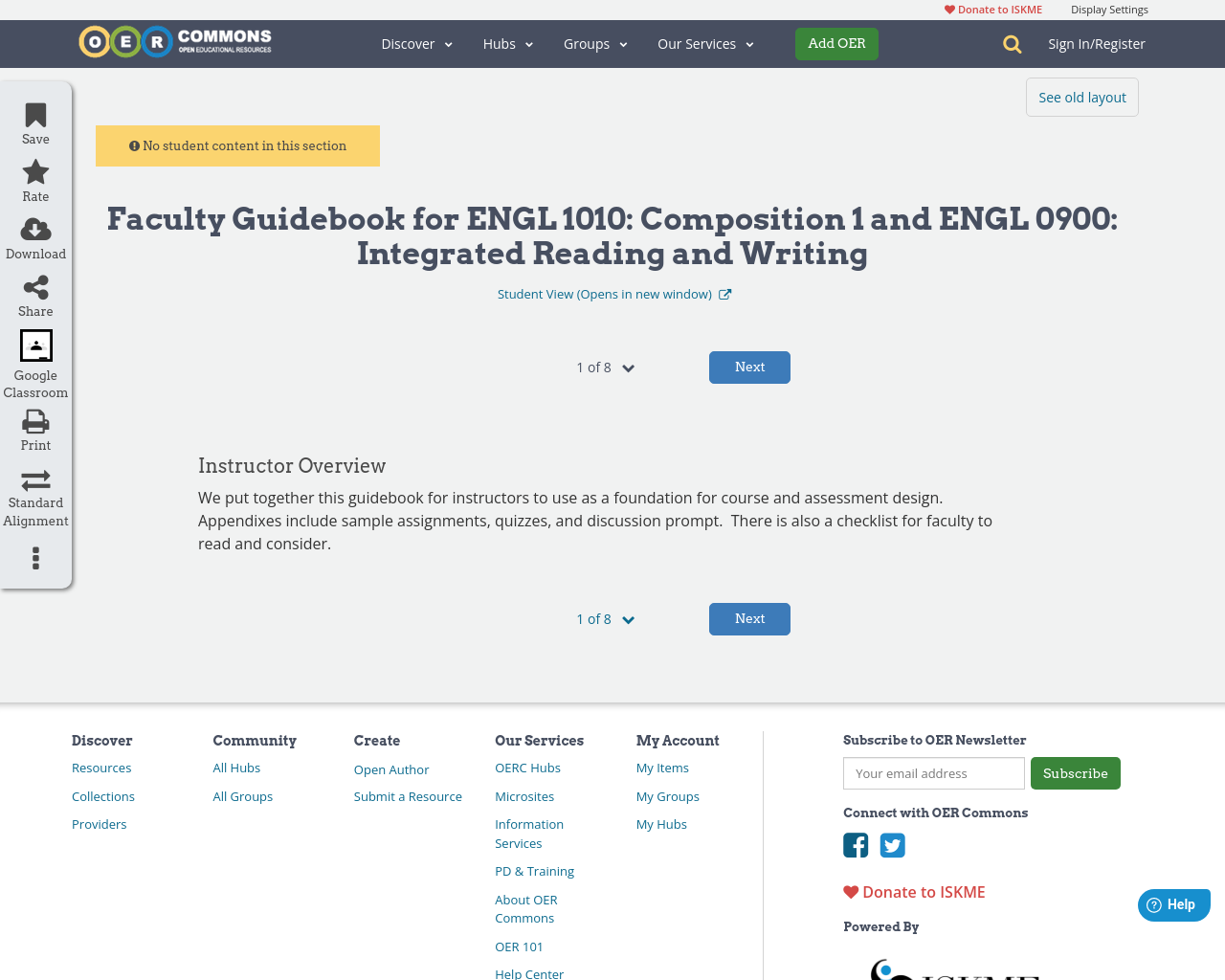 Faculty Guidebook for ENGL 1010: Composition 1 and ENGL 0900: Integrated Reading and Writing ...