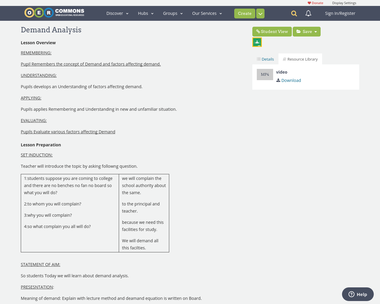 Demand Analysis | OER Commons