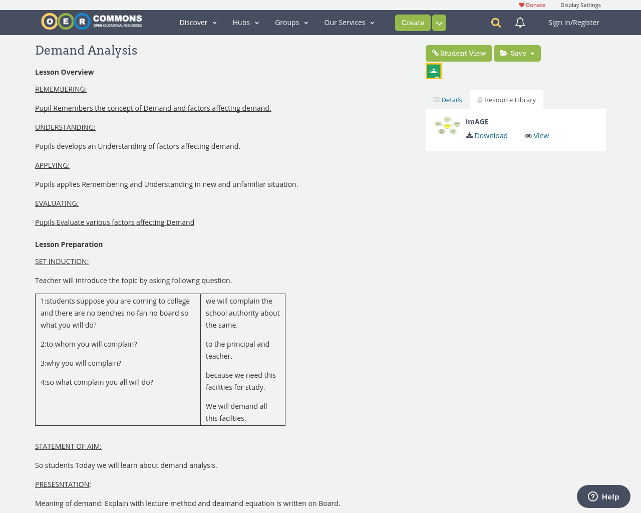 Demand Analysis | OER Commons