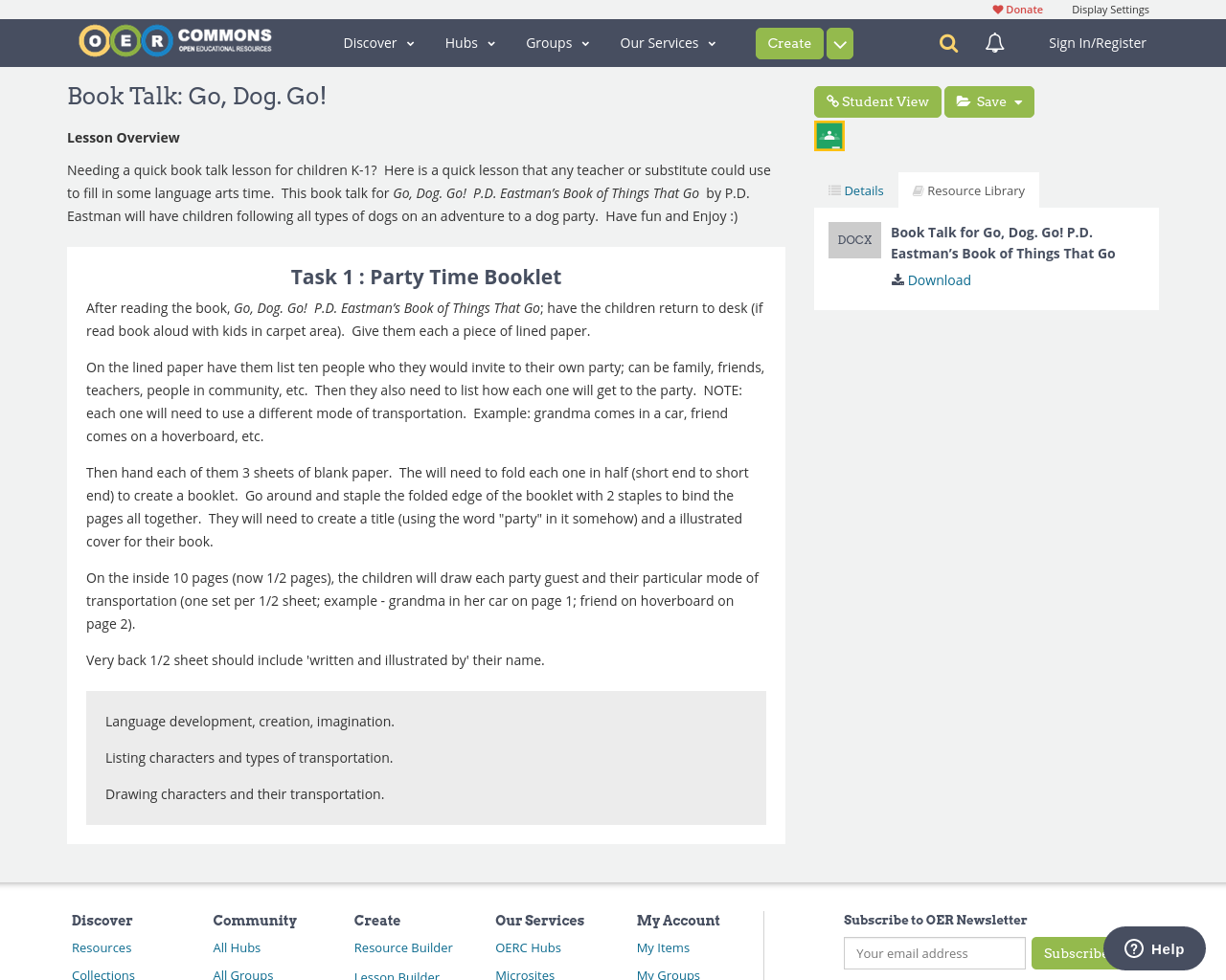 Book Talk: Go, Dog. Go! | OER Commons