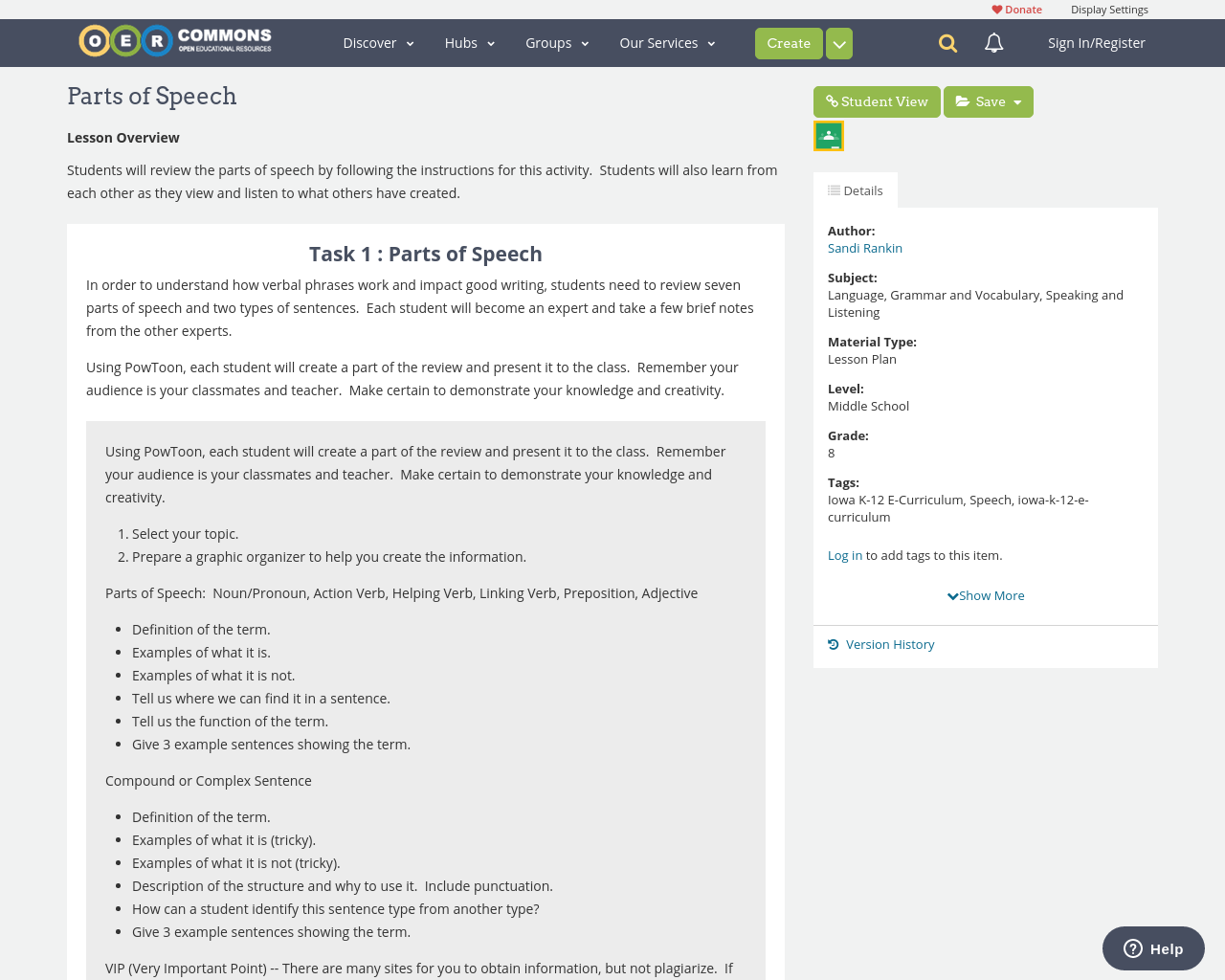 Parts of Speech | OER Commons