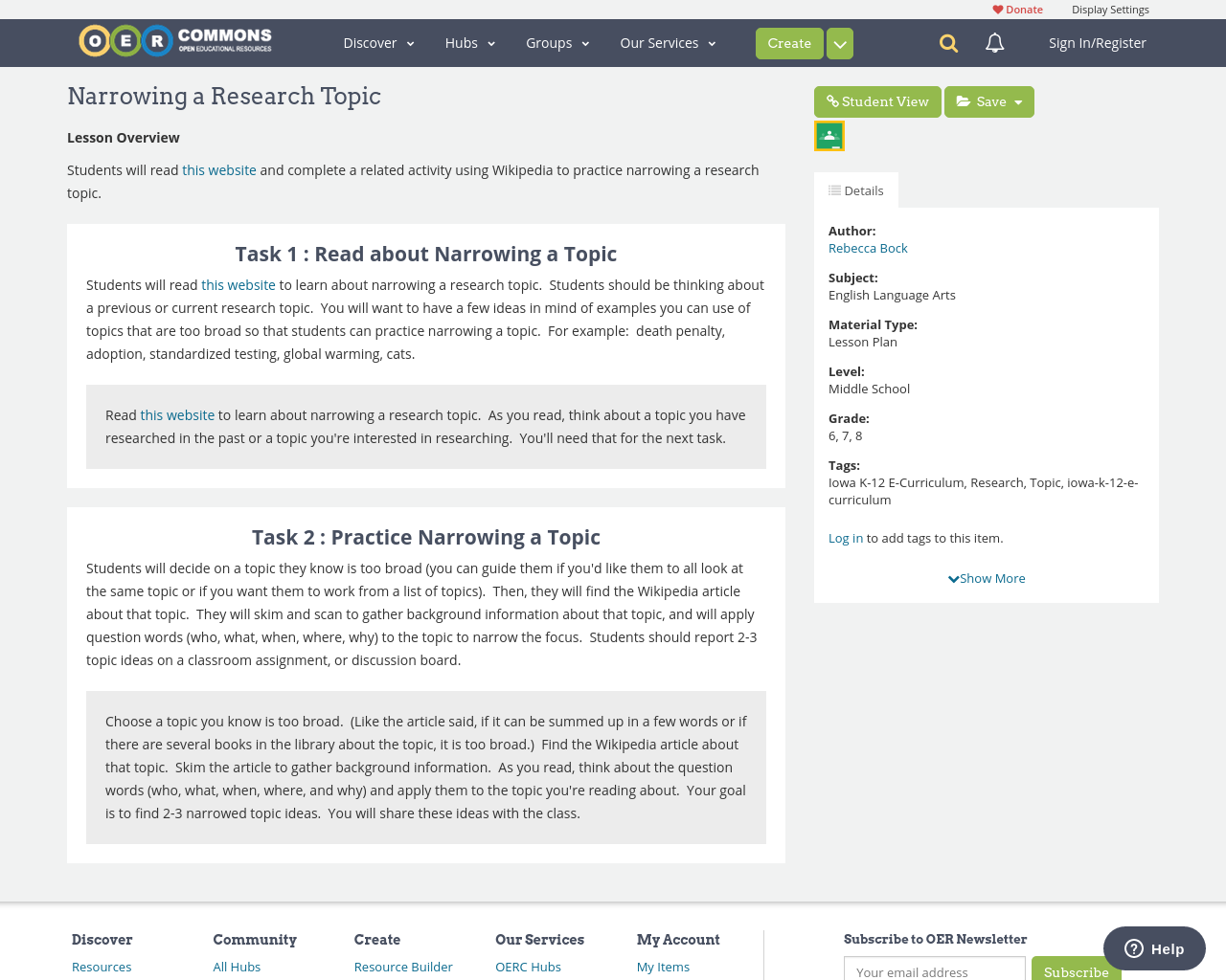 Narrowing a Research Topic | OER Commons