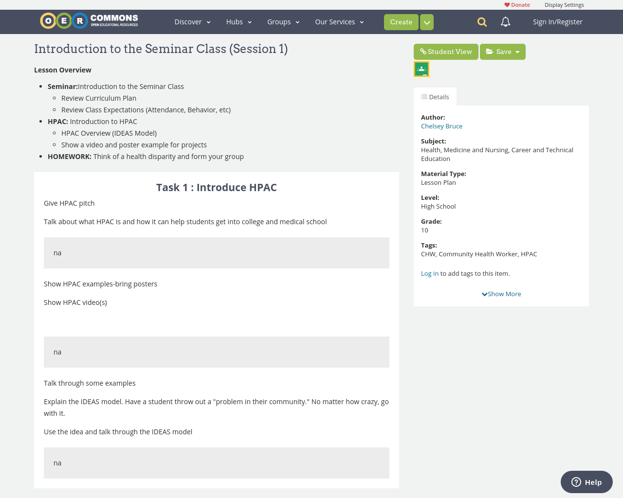 Introduction to the Seminar Class (Session 1) | OER Commons