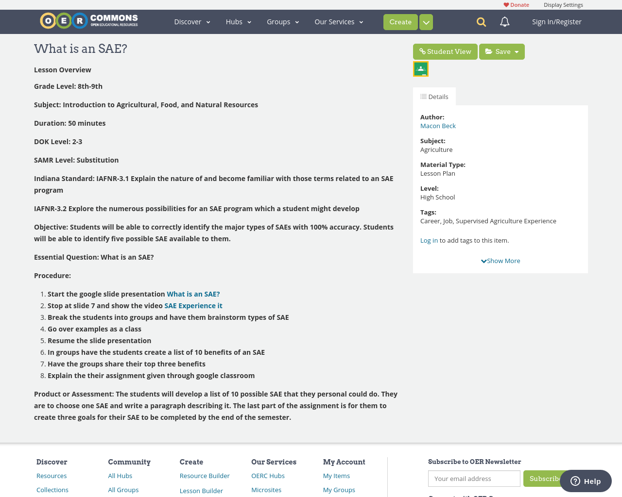 What is an SAE? | OER Commons