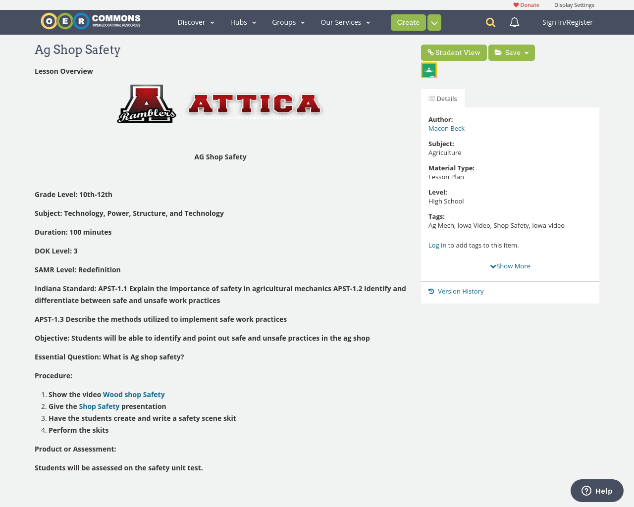 Ag Shop Safety | OER Commons