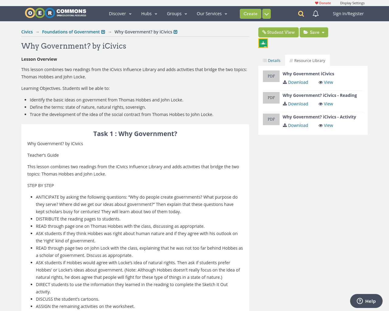 Civics, Foundations of Government, Why Government? by iCivics | OER Commons