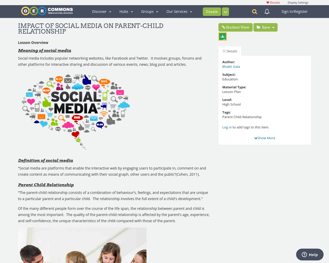 IMPACT OF SOCIAL MEDIA ON PARENT-CHILD RELATIONSHIP | OER Commons