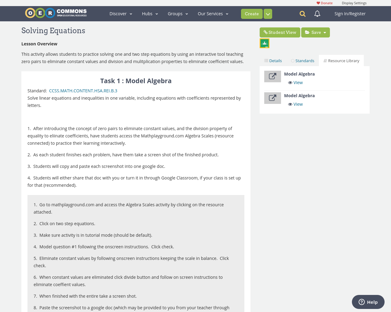Solving Equations | OER Commons