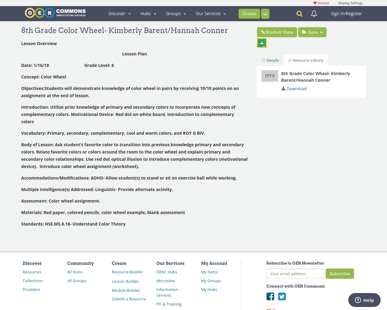 8th Grade Color Wheel- Kimberly Barent/Hannah Conner | OER Commons