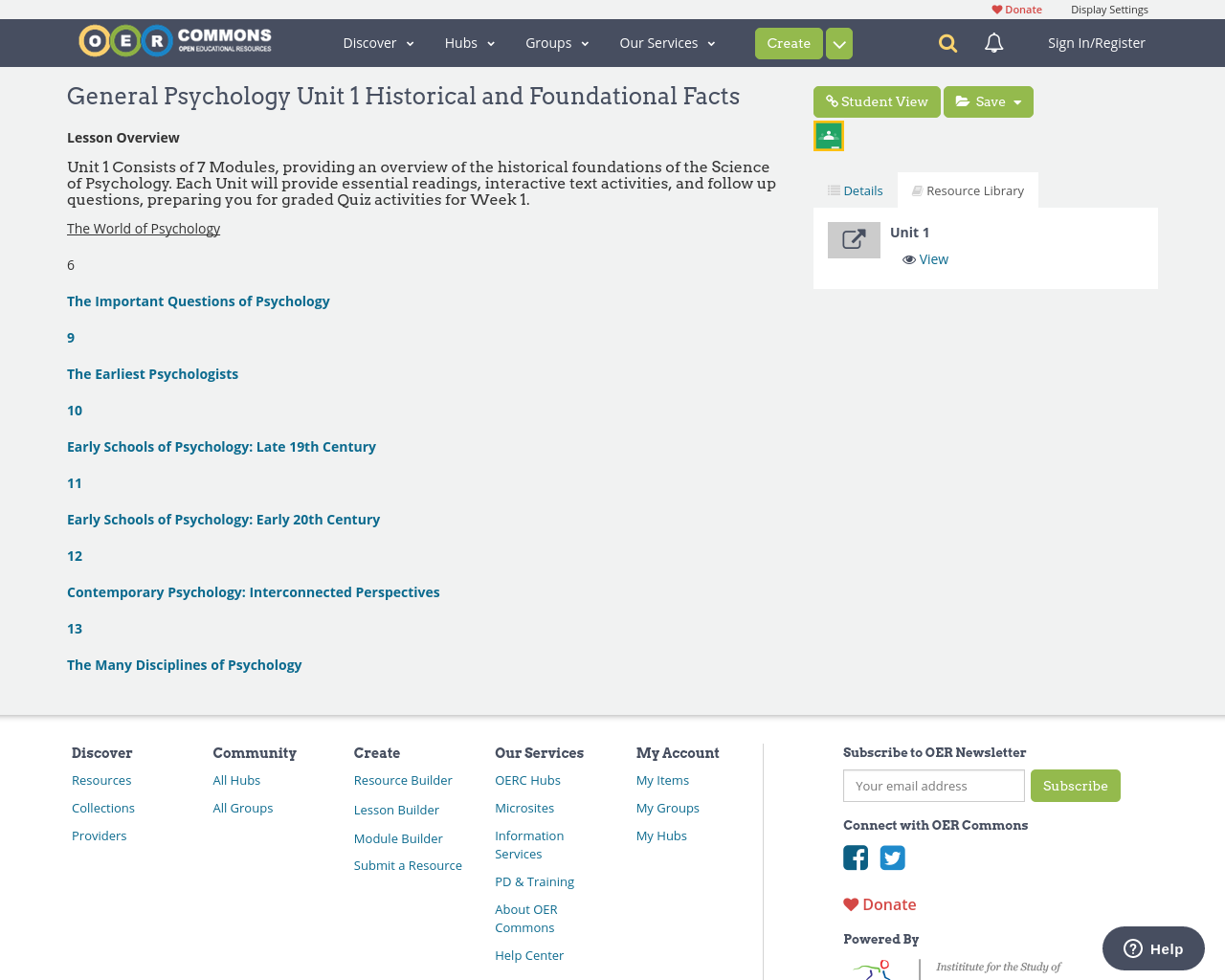 General Psychology Unit 1 Historical and Foundational Facts | OER Commons