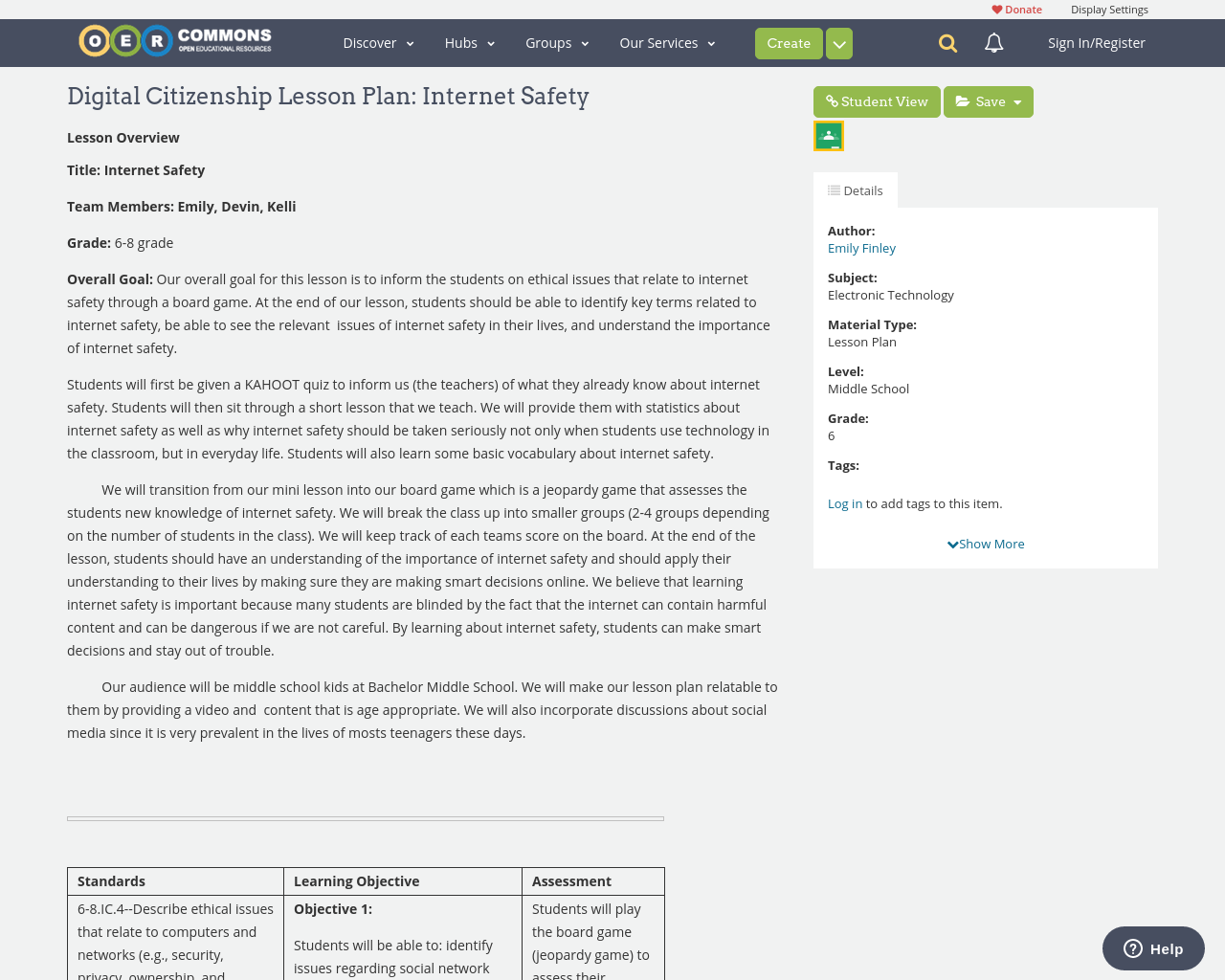 Digital Citizenship Lesson Plan: Internet Safety | OER Commons