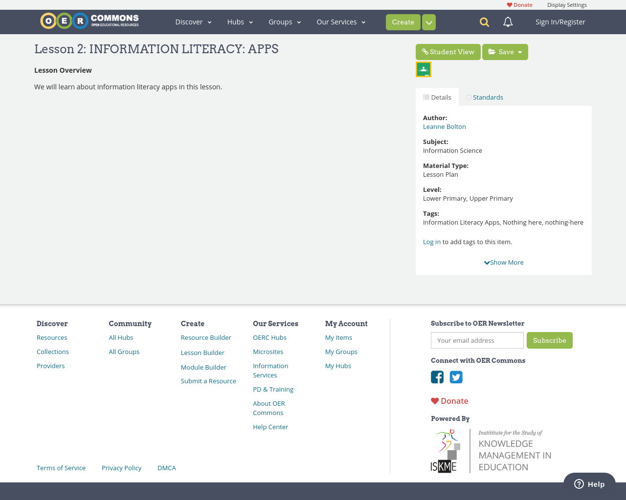 Lesson 2: INFORMATION LITERACY: APPS | OER Commons