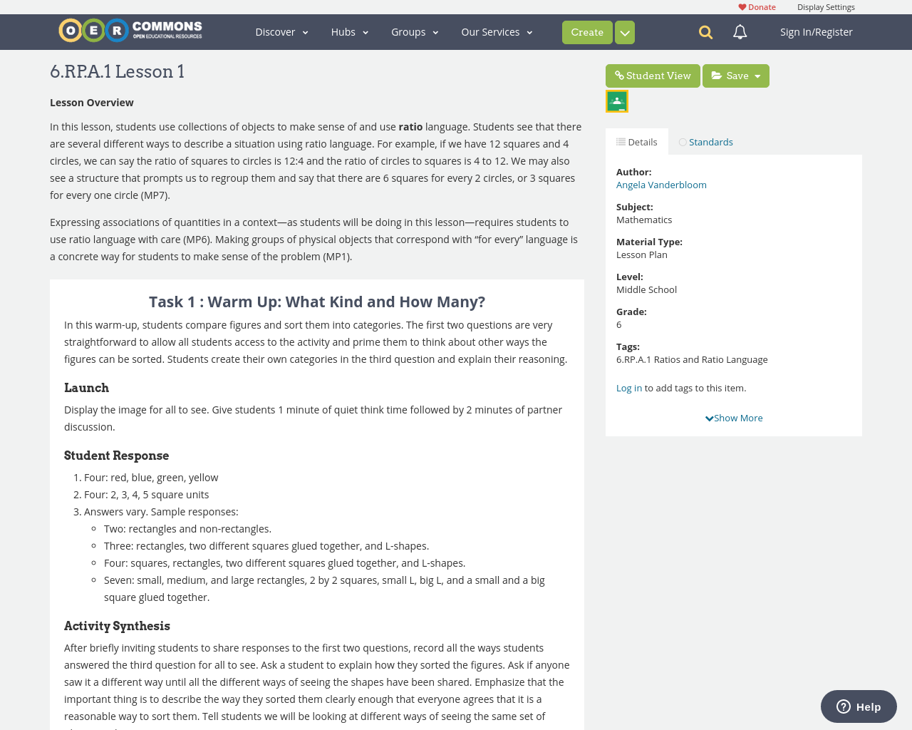 6.RP.A.1 Lesson 1 | OER Commons