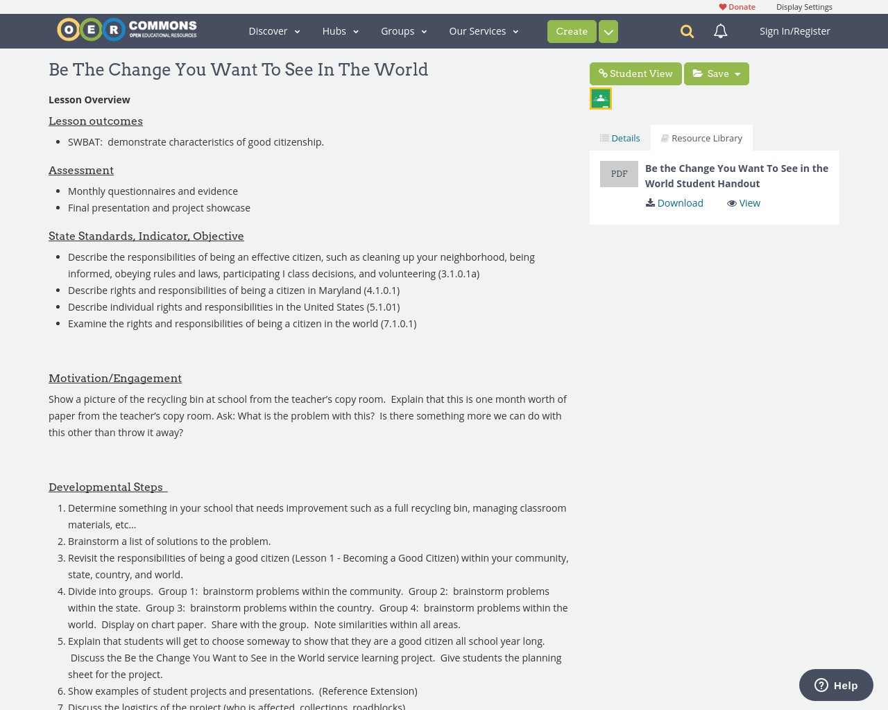 Be The Change You Want To See In The World | OER Commons