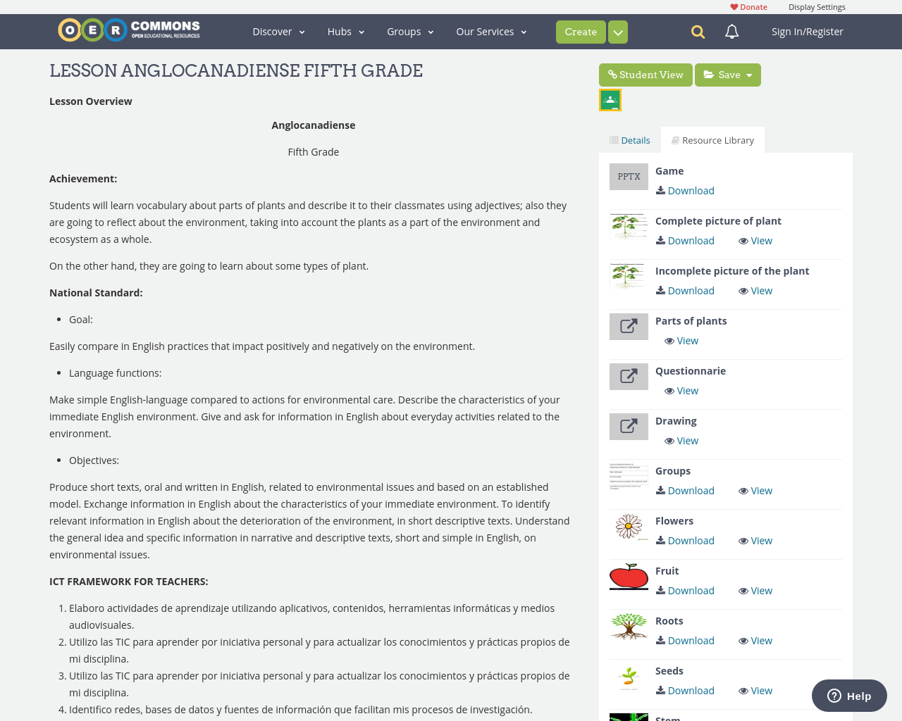 LESSON PLAN ANGLOCANADIENSE FIFTH GRADE | OER Commons