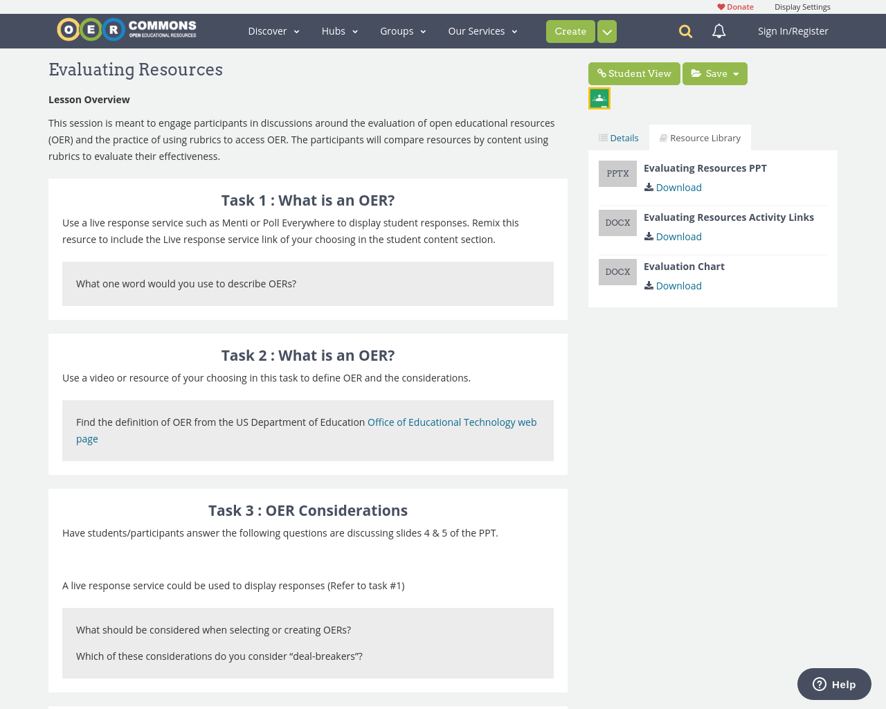 Evaluating Resources Presentation | OER Commons