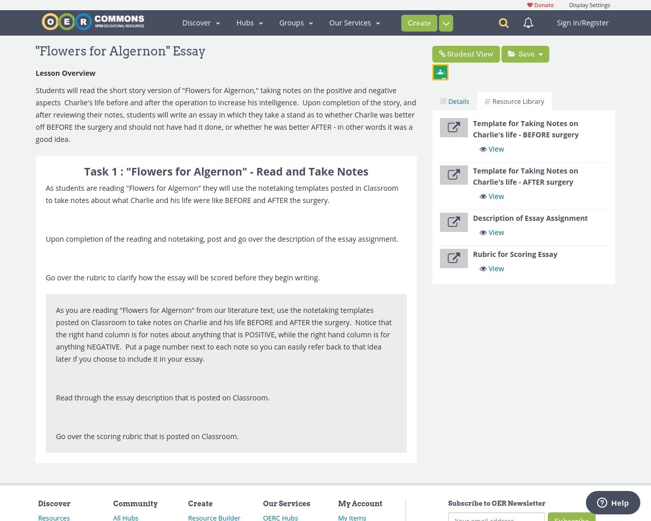 "Flowers for Algernon" Essay | OER Commons