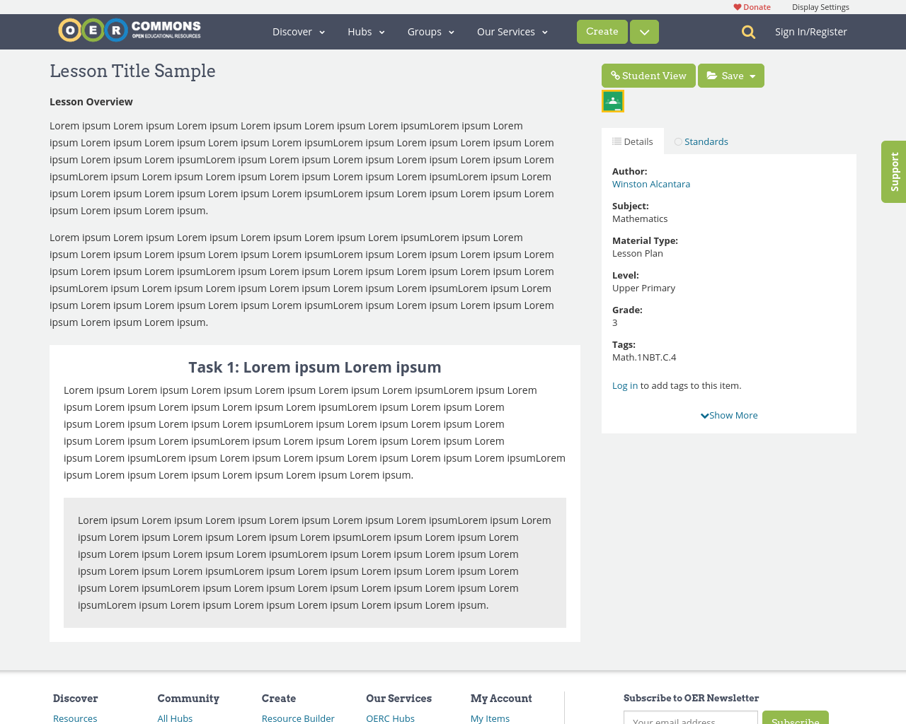 Lesson Title Sample | OER Commons