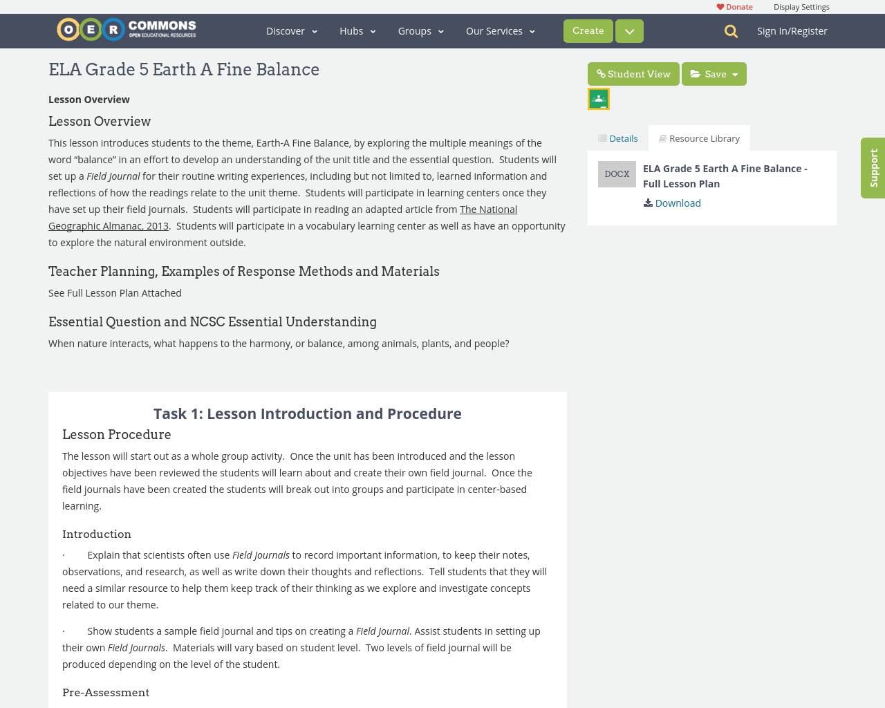 ELA Grade 5 Earth A Fine Balance | OER Commons