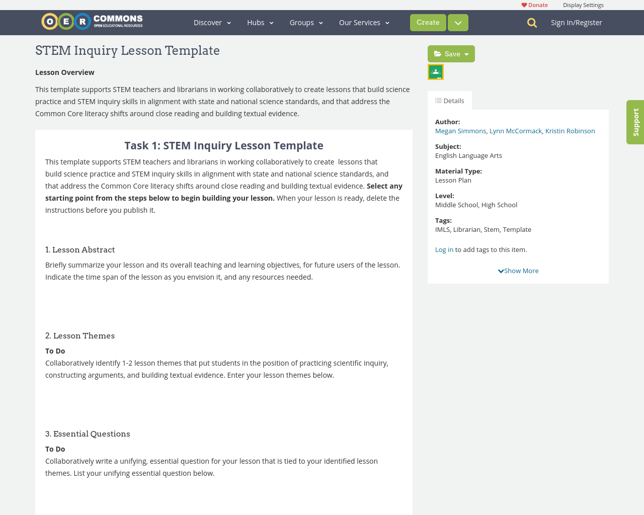 STEM Inquiry Lesson Template | OER Commons