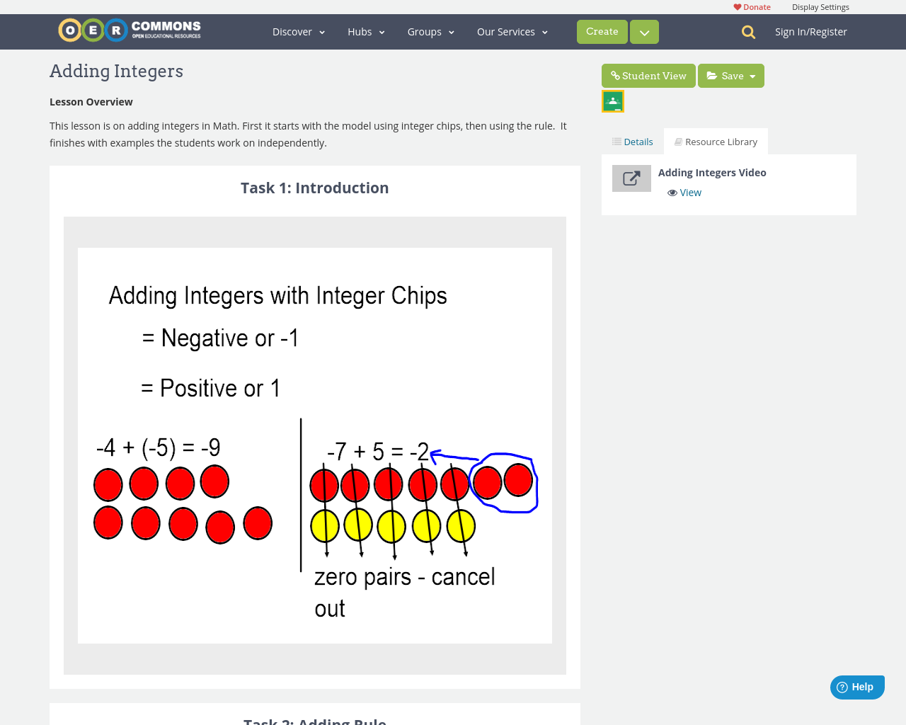 Adding Integers | OER Commons