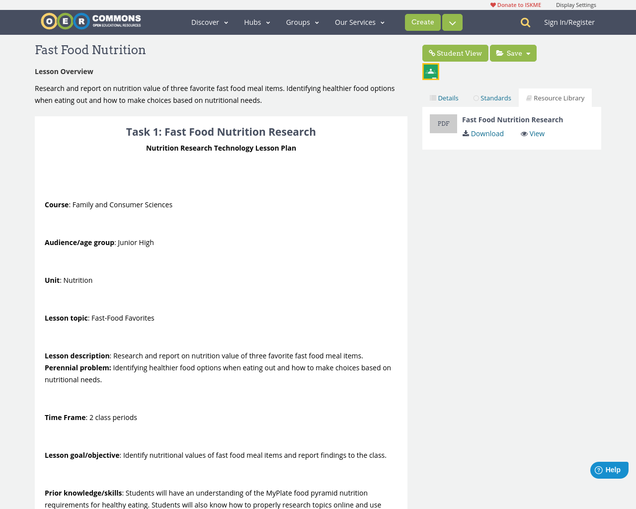 Fast Food Nutrition | OER Commons