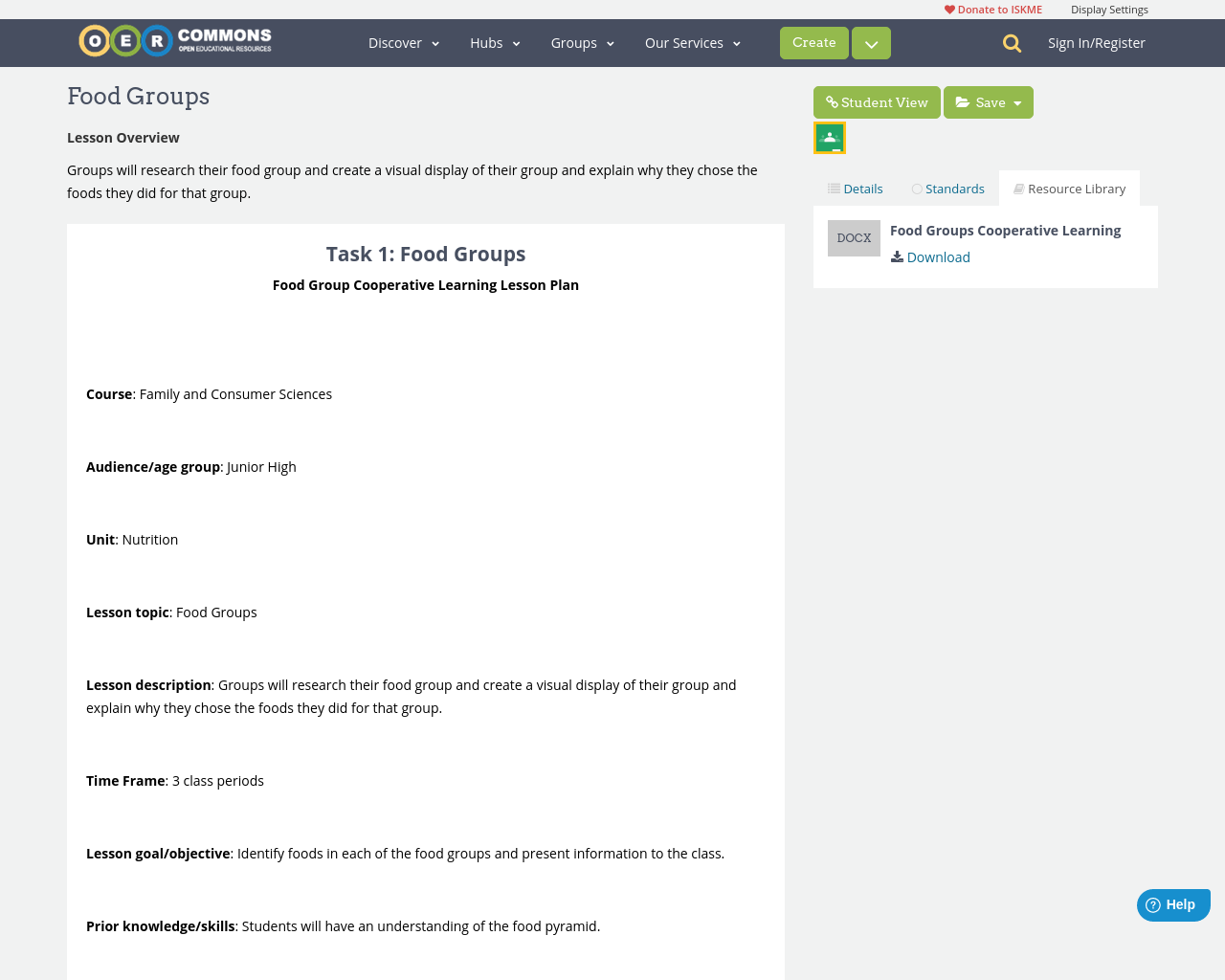 Food Groups | OER Commons