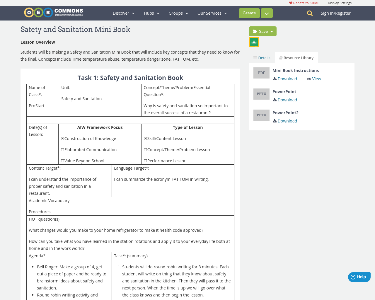 Safety and Sanitation Mini Book | OER Commons