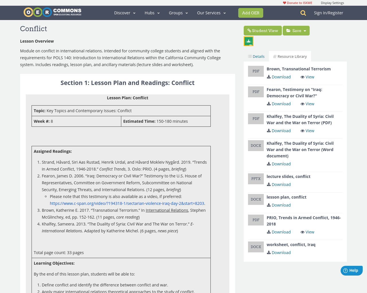 Conflict | OER Commons