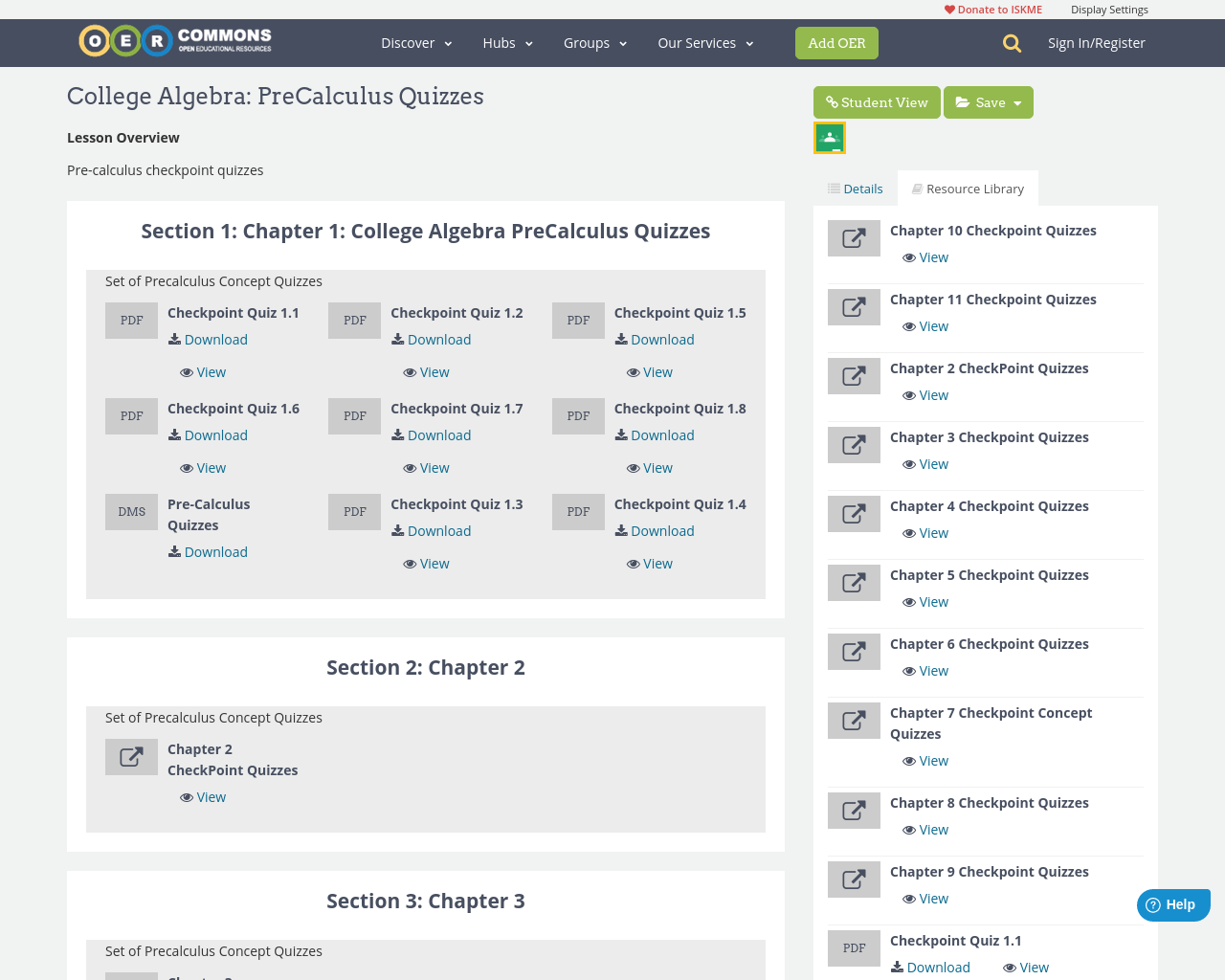 College Algebra: PreCalculus Quizzes | OER Commons