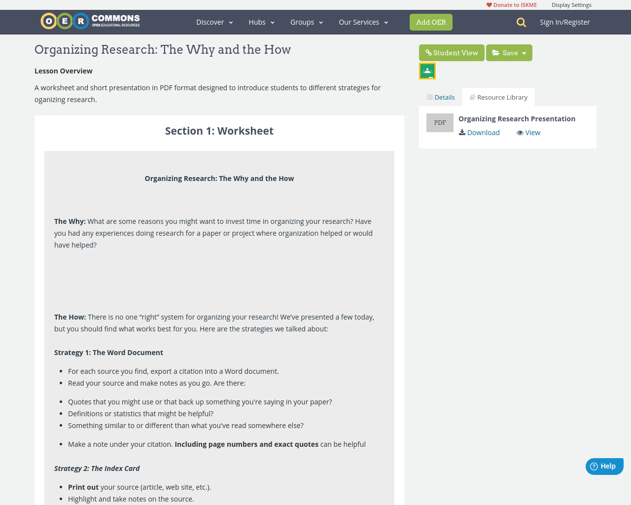 Organizing Research: The Why and the How | OER Commons
