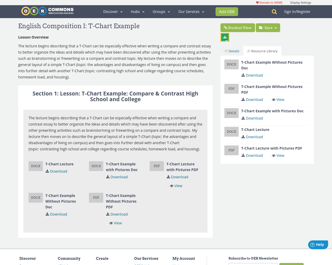 English Composition I: T-Chart Example | OER Commons