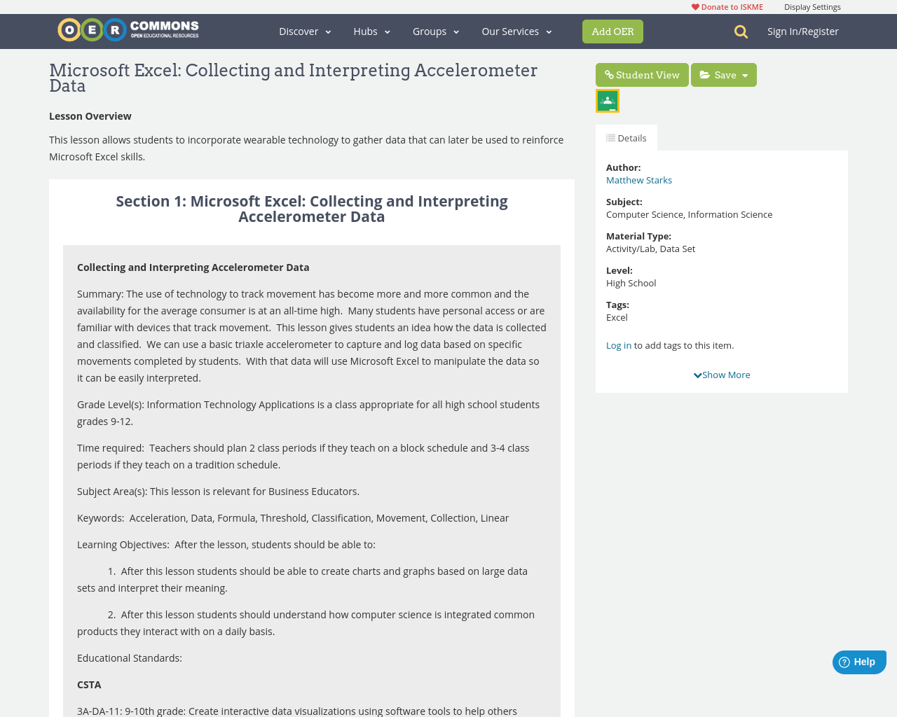 Microsoft Excel: Collecting and Interpreting Accelerometer Data | OER ...