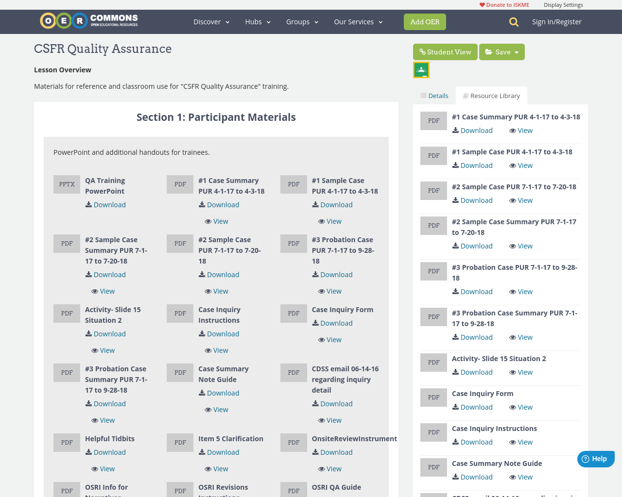 CSFR Quality Assurance | OER Commons