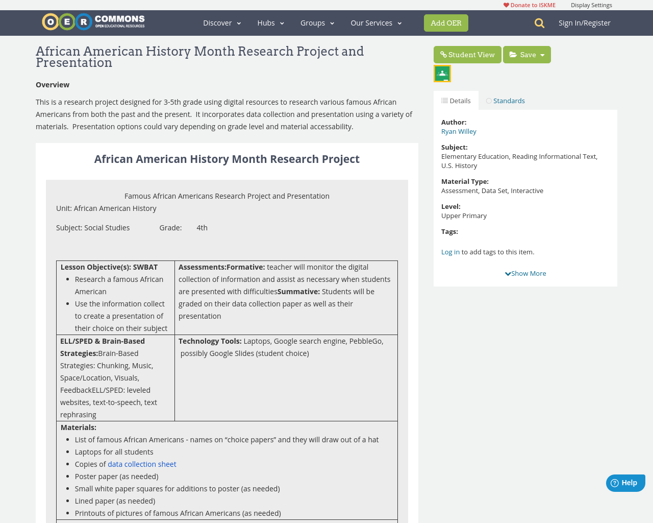 African American History Month Research Project and Presentation | OER ...