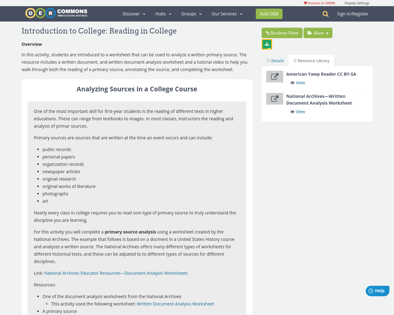 Introduction to College: Reading in College | OER Commons