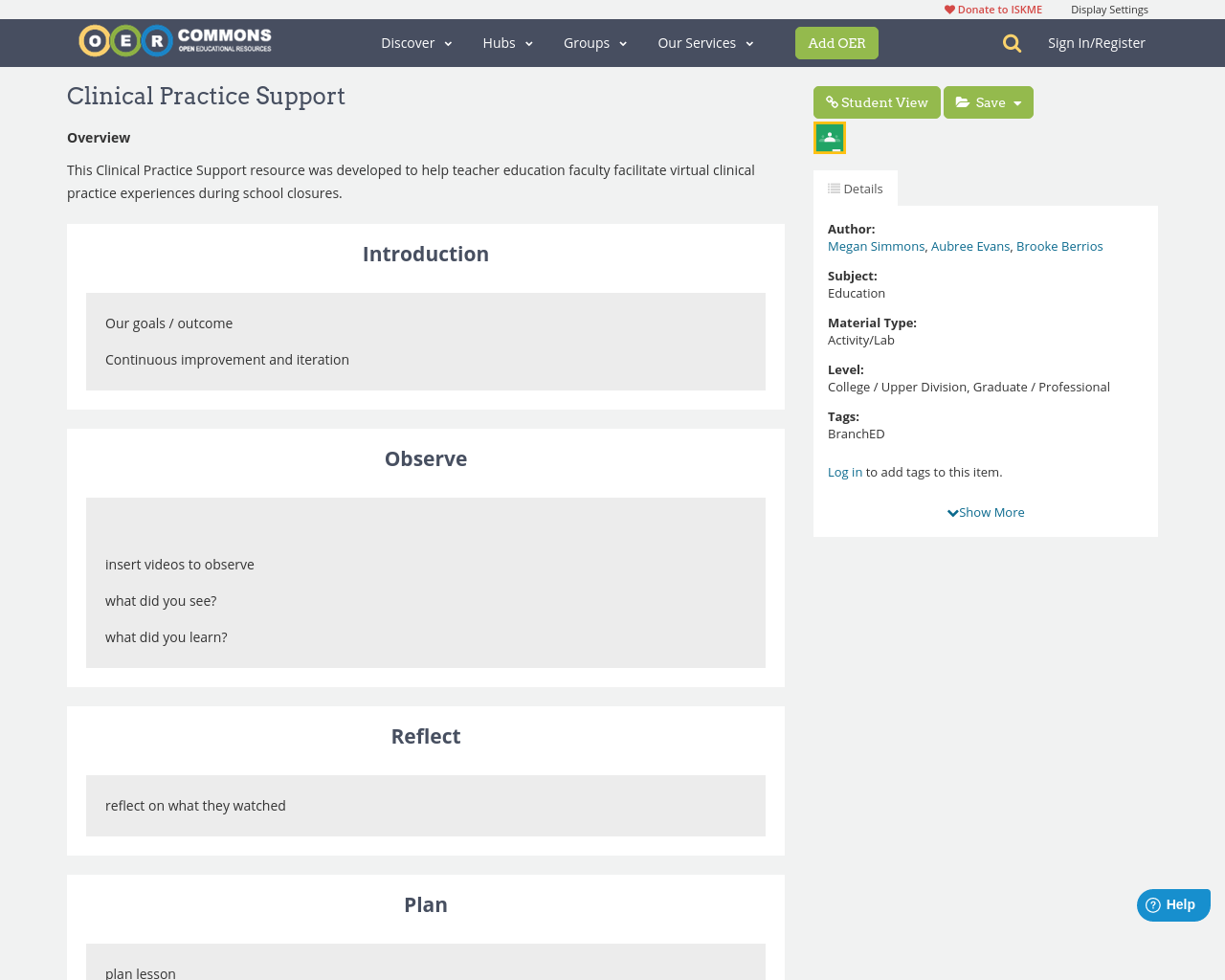 Clinical Practice Support | OER Commons