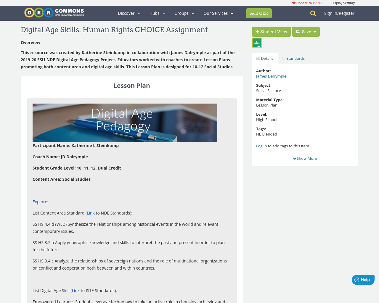Digital Age Skills: Human Rights CHOICE Assignment | OER Commons