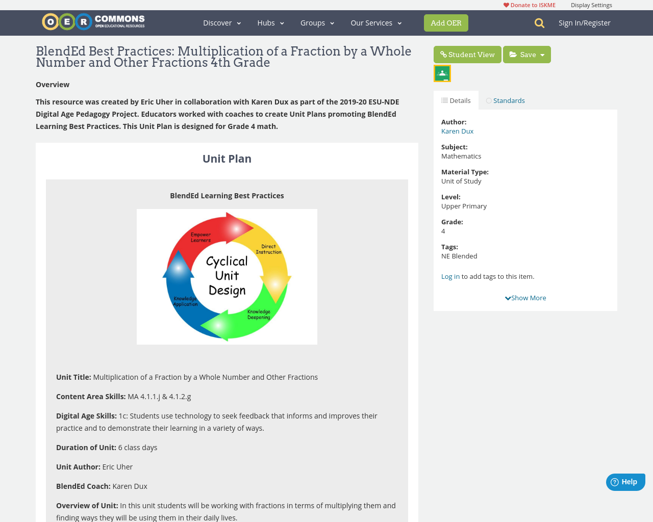 BlendEd Best Practices: Multiplication of a Fraction by a Whole Number and Other Fractions 4th ...