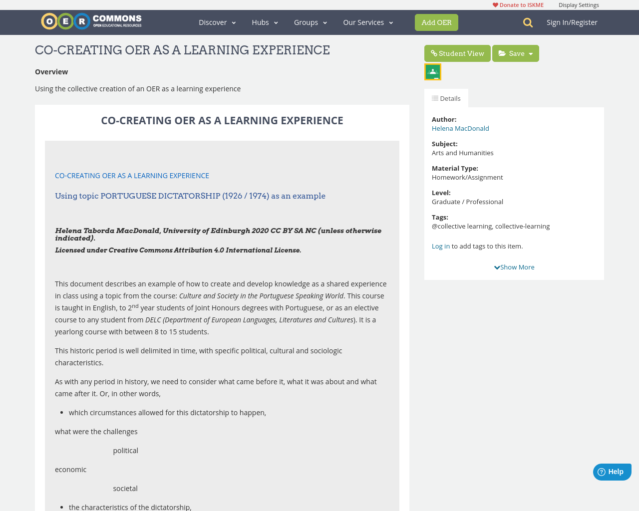 CO-CREATING OER AS A LEARNING EXPERIENCE | OER Commons