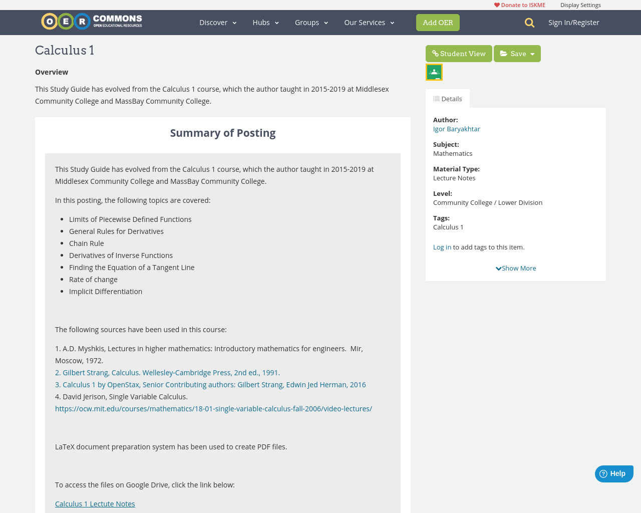 Calculus 1 | OER Commons