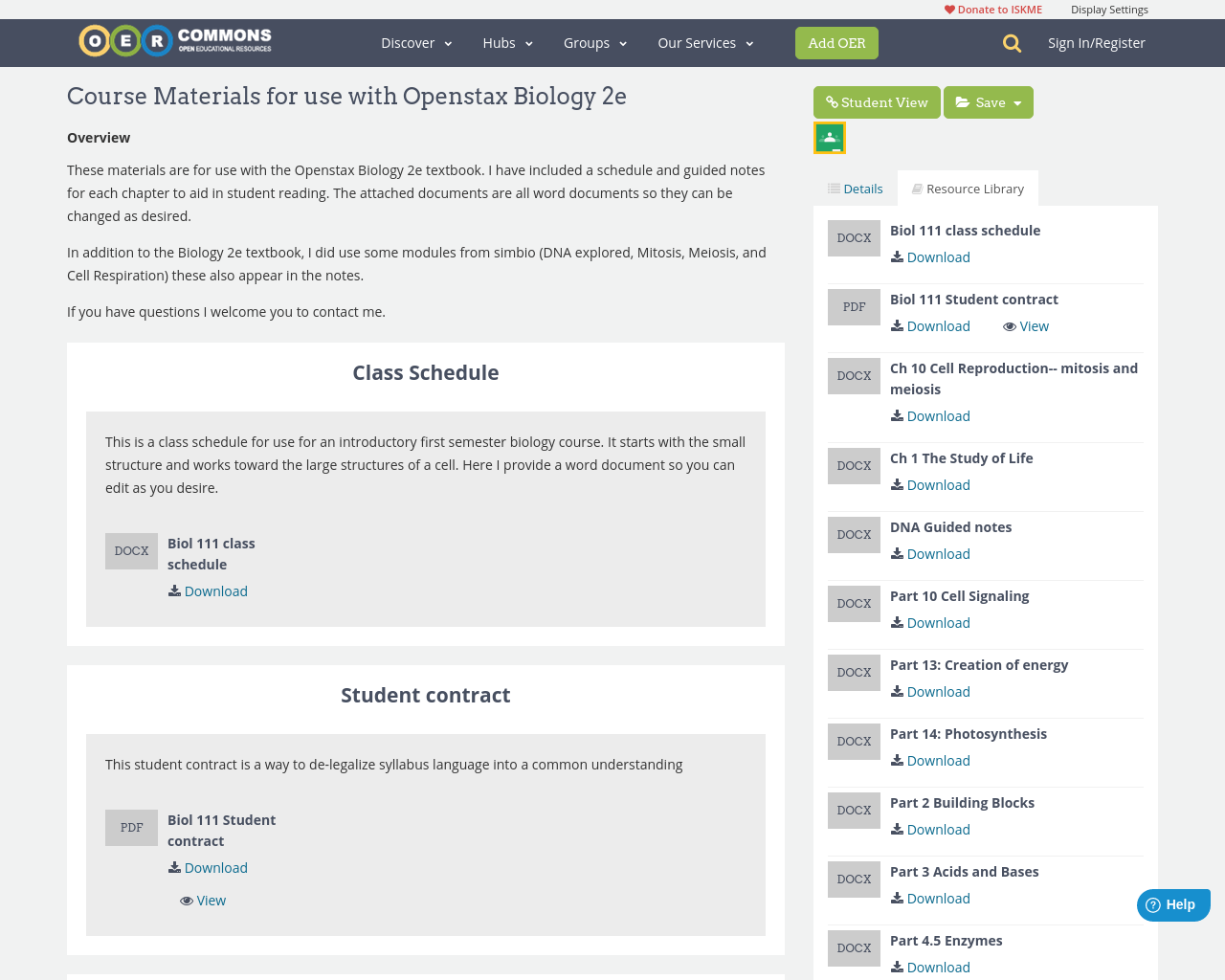 Course Materials for use with Openstax Biology 2e | OER Commons