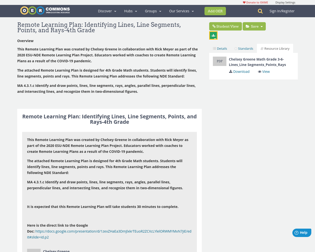 Remote Learning Plan: Identifying Lines, Line Segments, Points, and ...