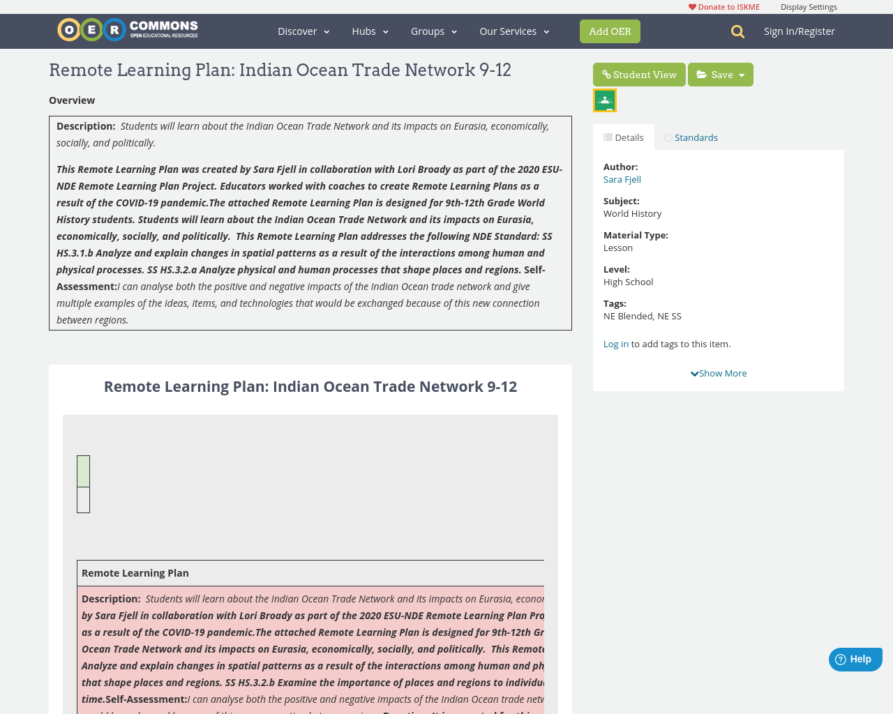 Remote Learning Plan: Indian Ocean Trade Network 9-12 | OER Commons